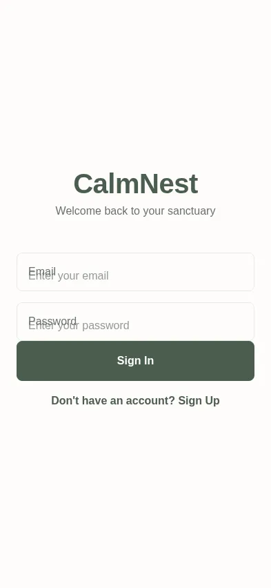 CalmNest Wellness App