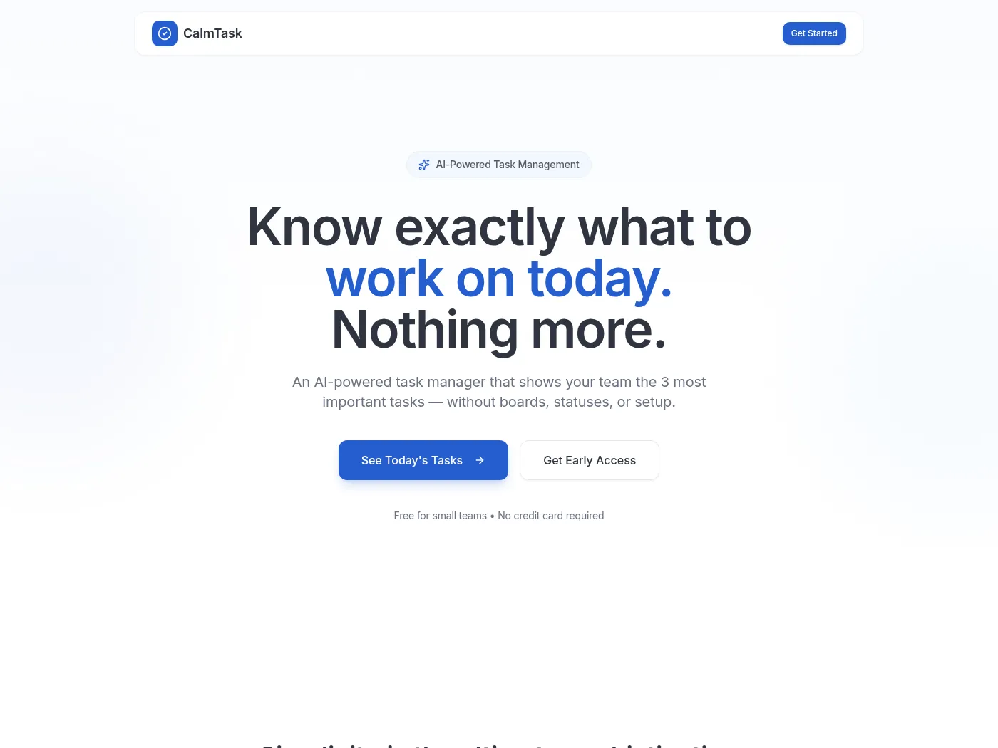 CalmTask Landing Page