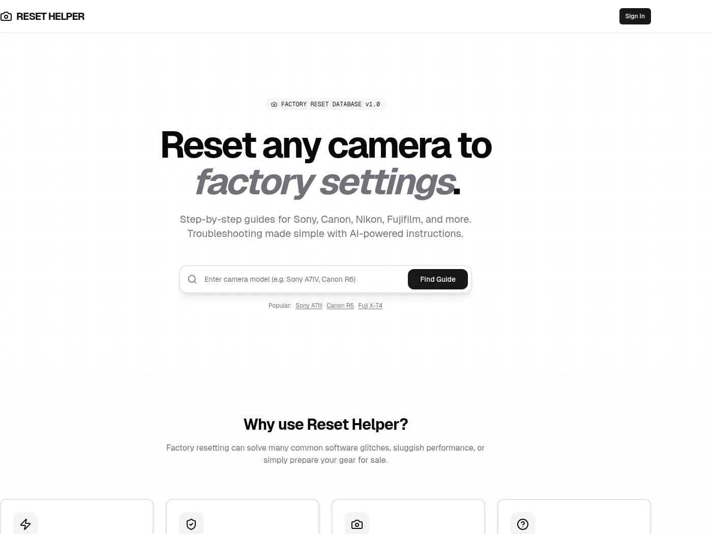 Camera Reset Helper