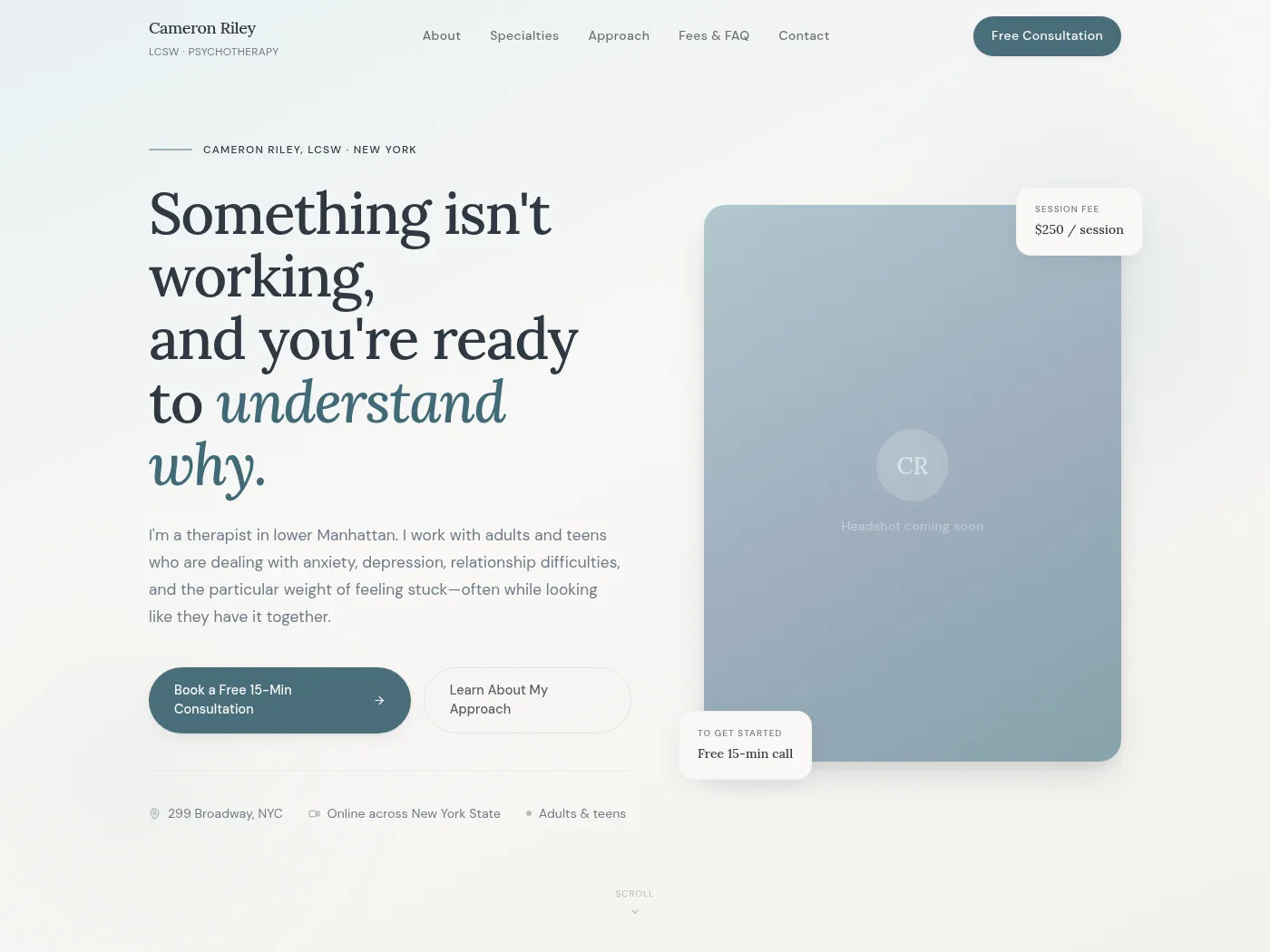 Cameron Riley Therapy Site