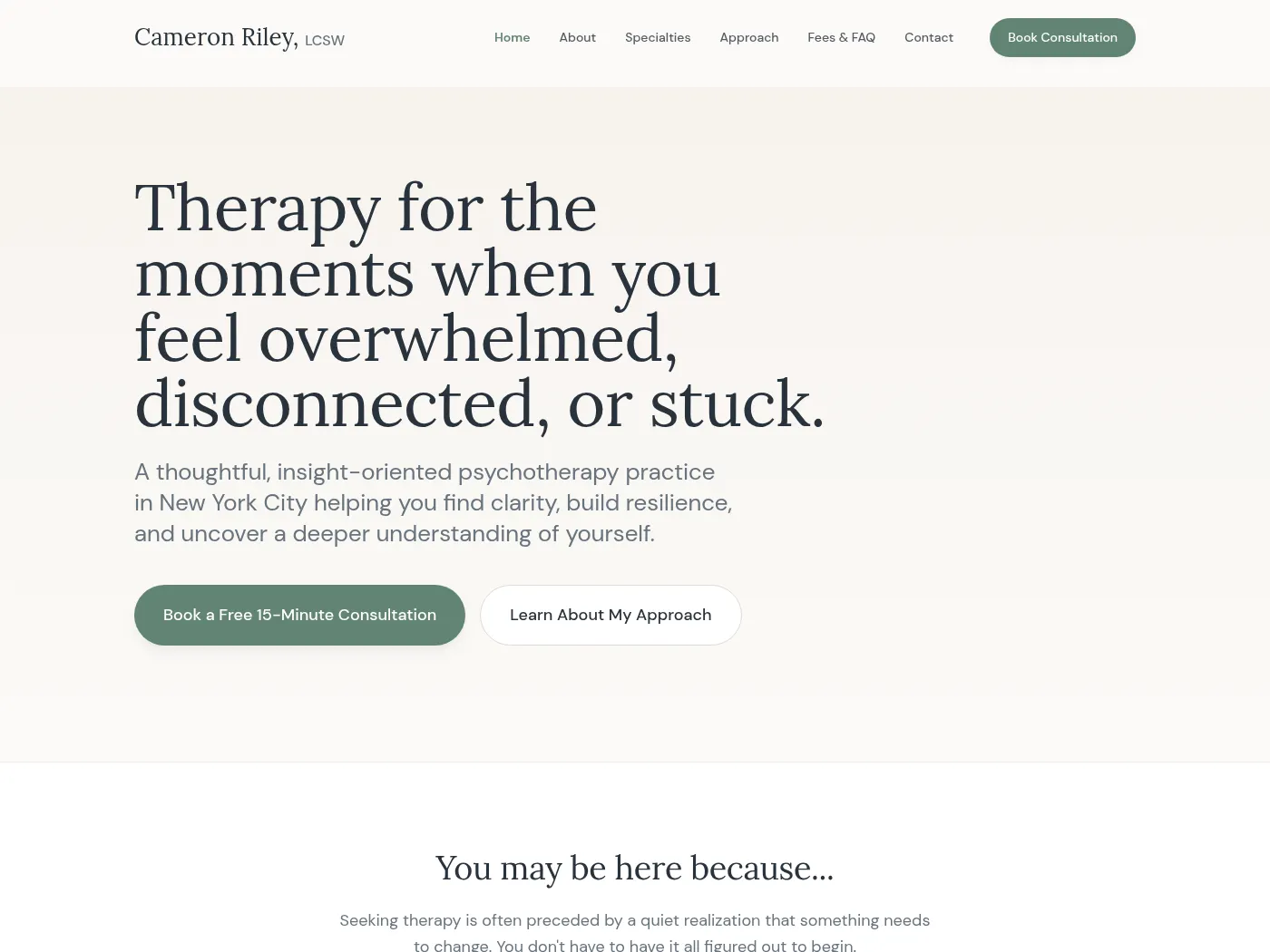 Cameron Riley Therapy Website