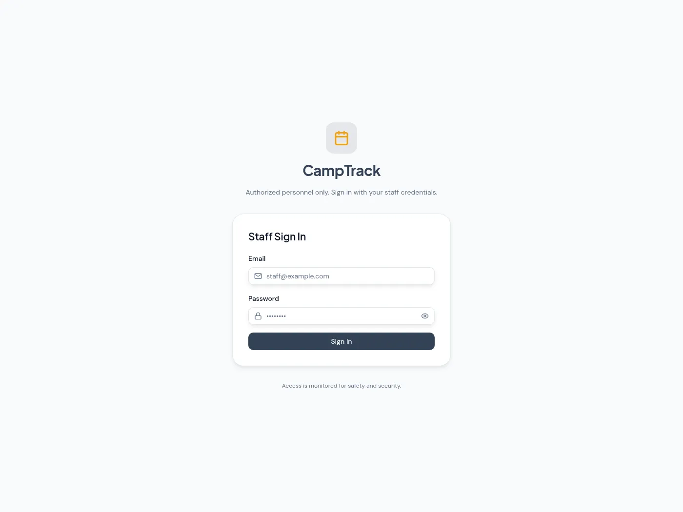 CampTrack Web Portal