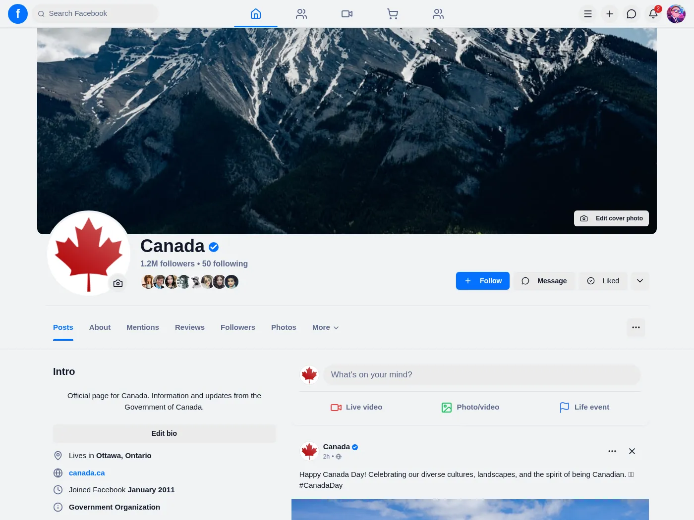 Canada Facebook Page Clone