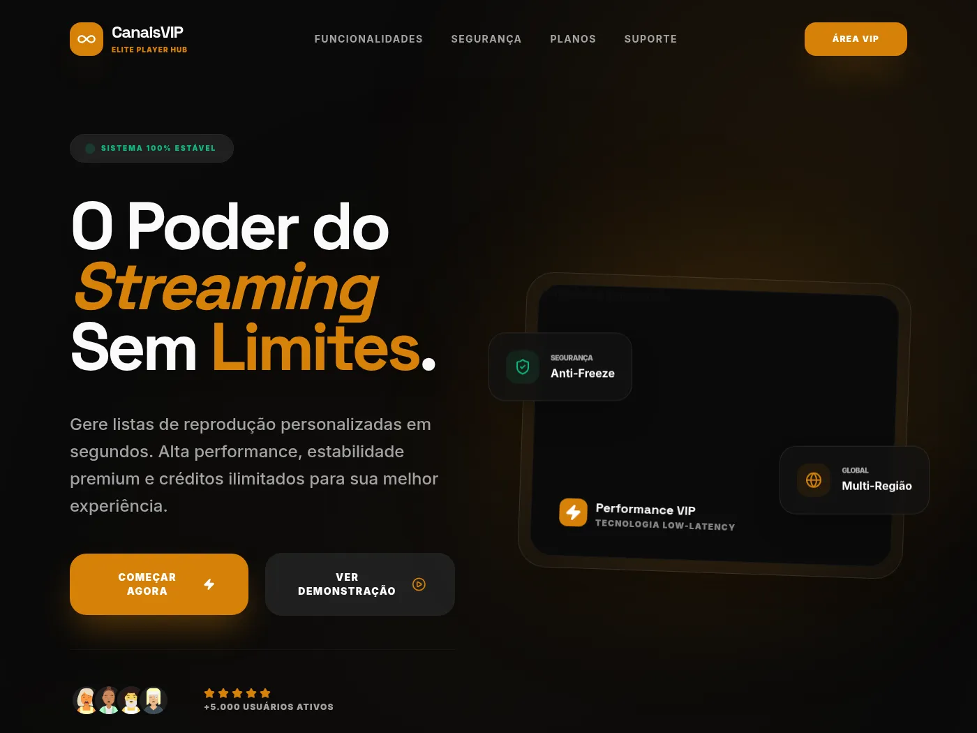 CanaisVIP Player Hub