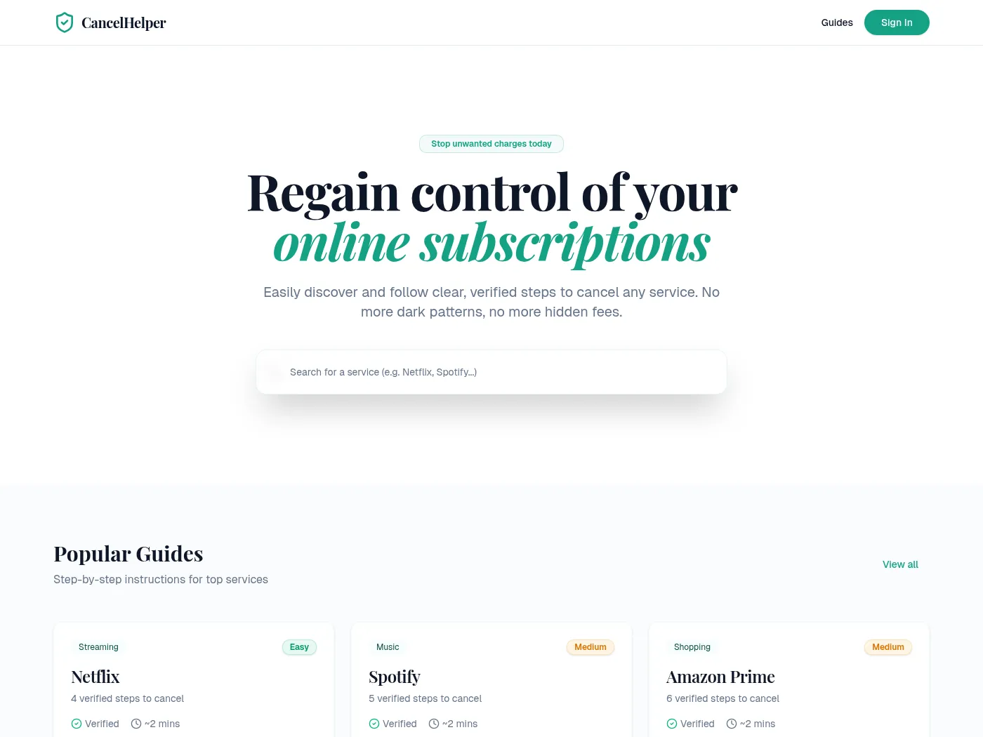 Subscription Cancel Helper