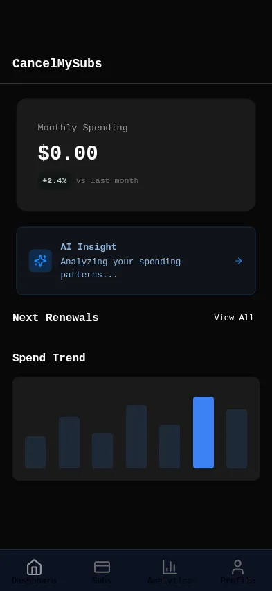 CancelMySubs Tracker