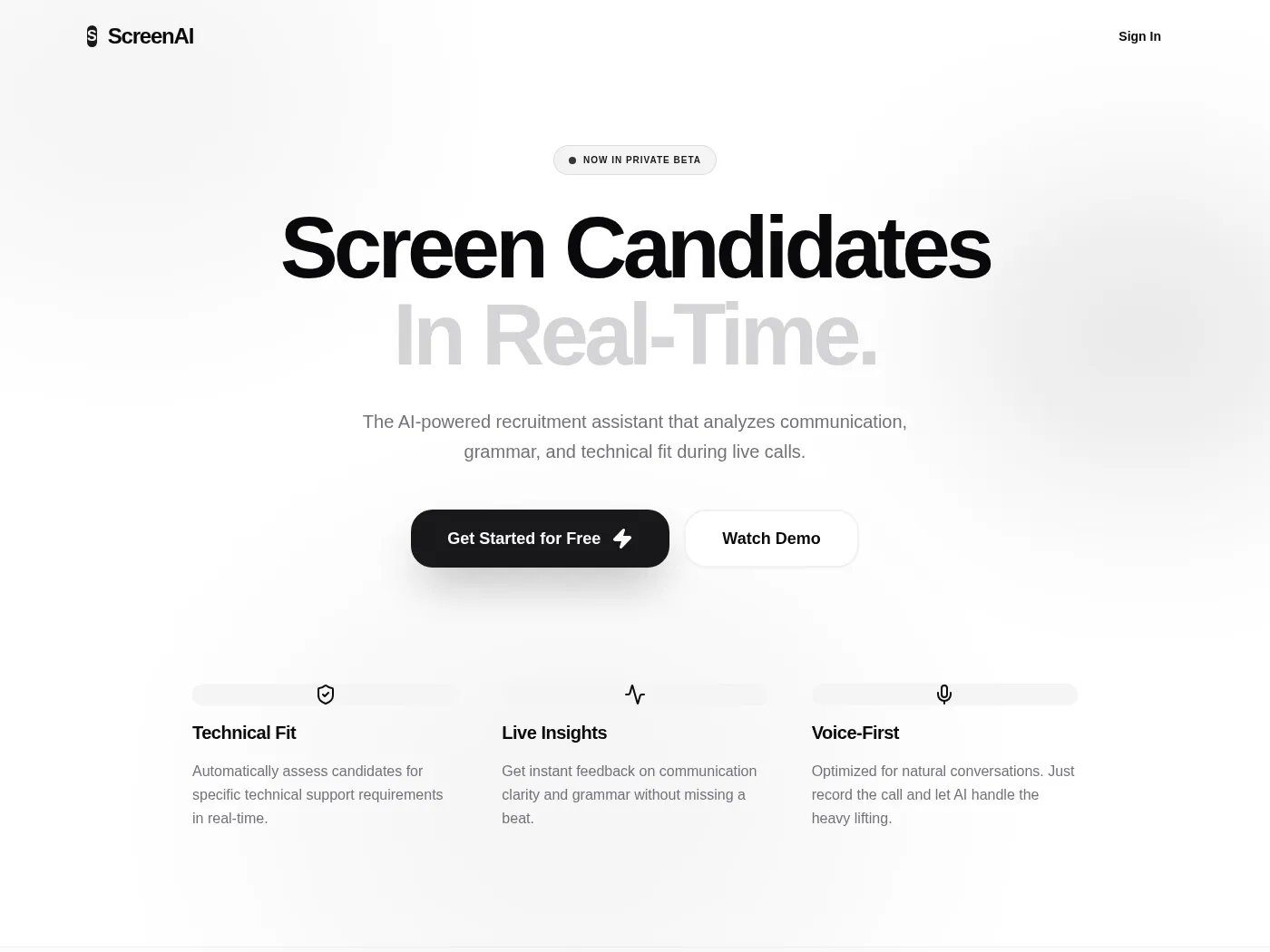 Candidate Call Screener