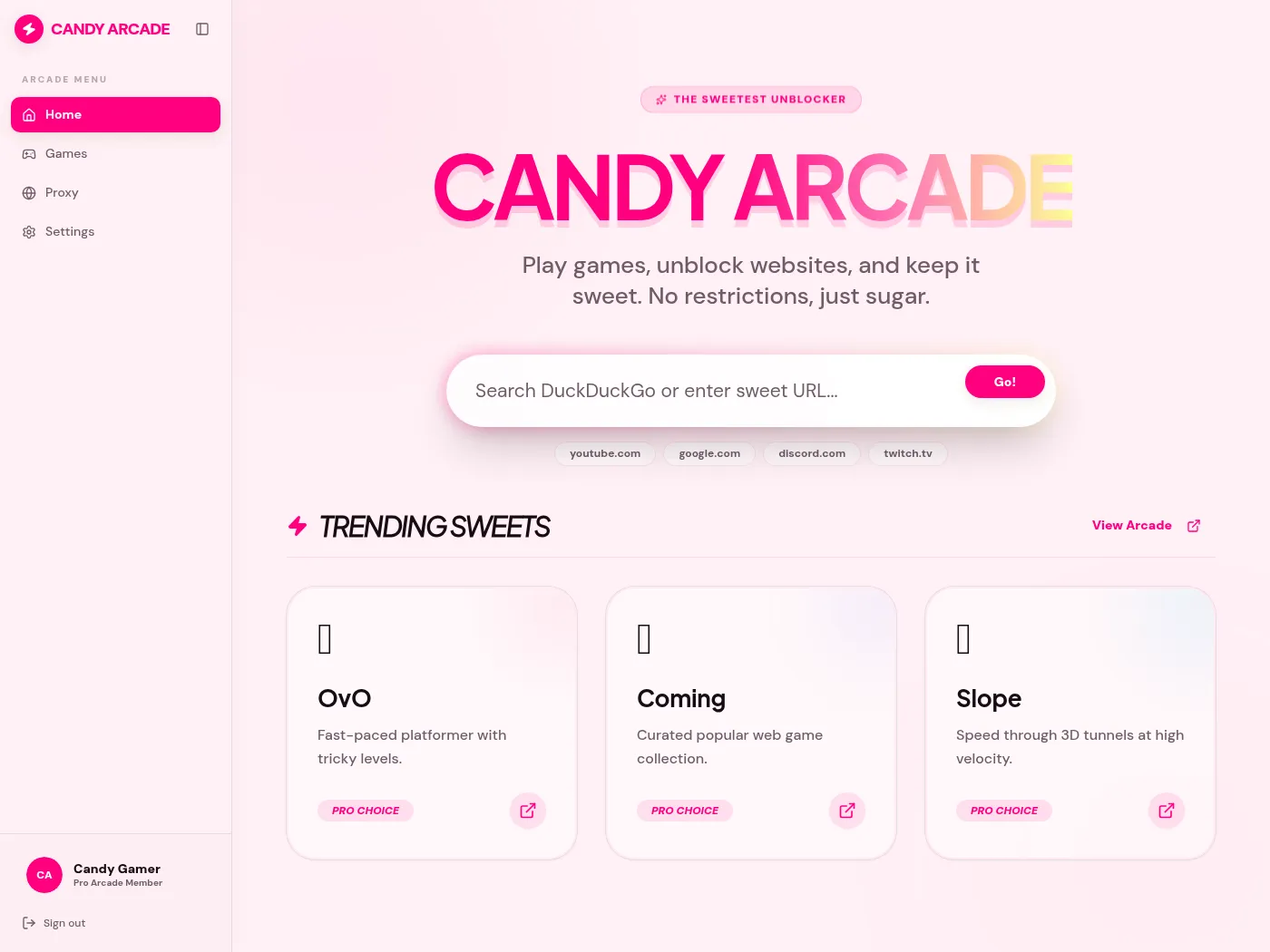 Candy Proxy Arcade