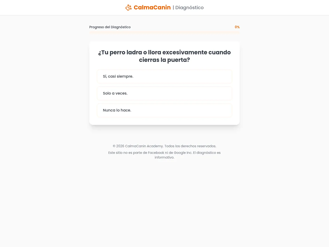 CalmaCanin Diagnóstico Web