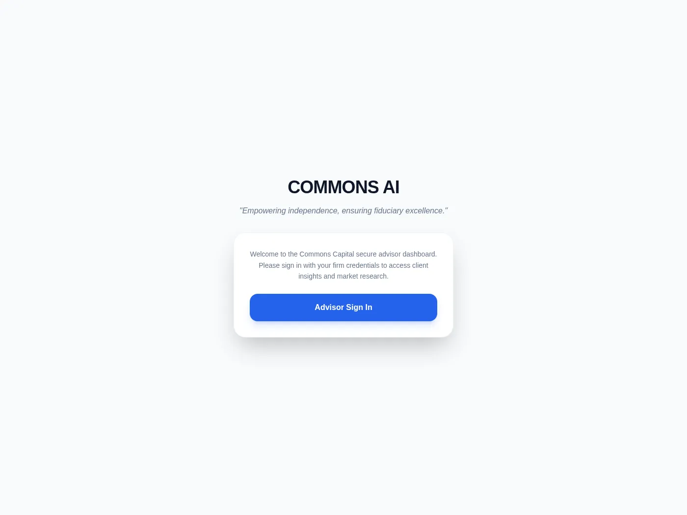 Commons Capital AI Dashboard