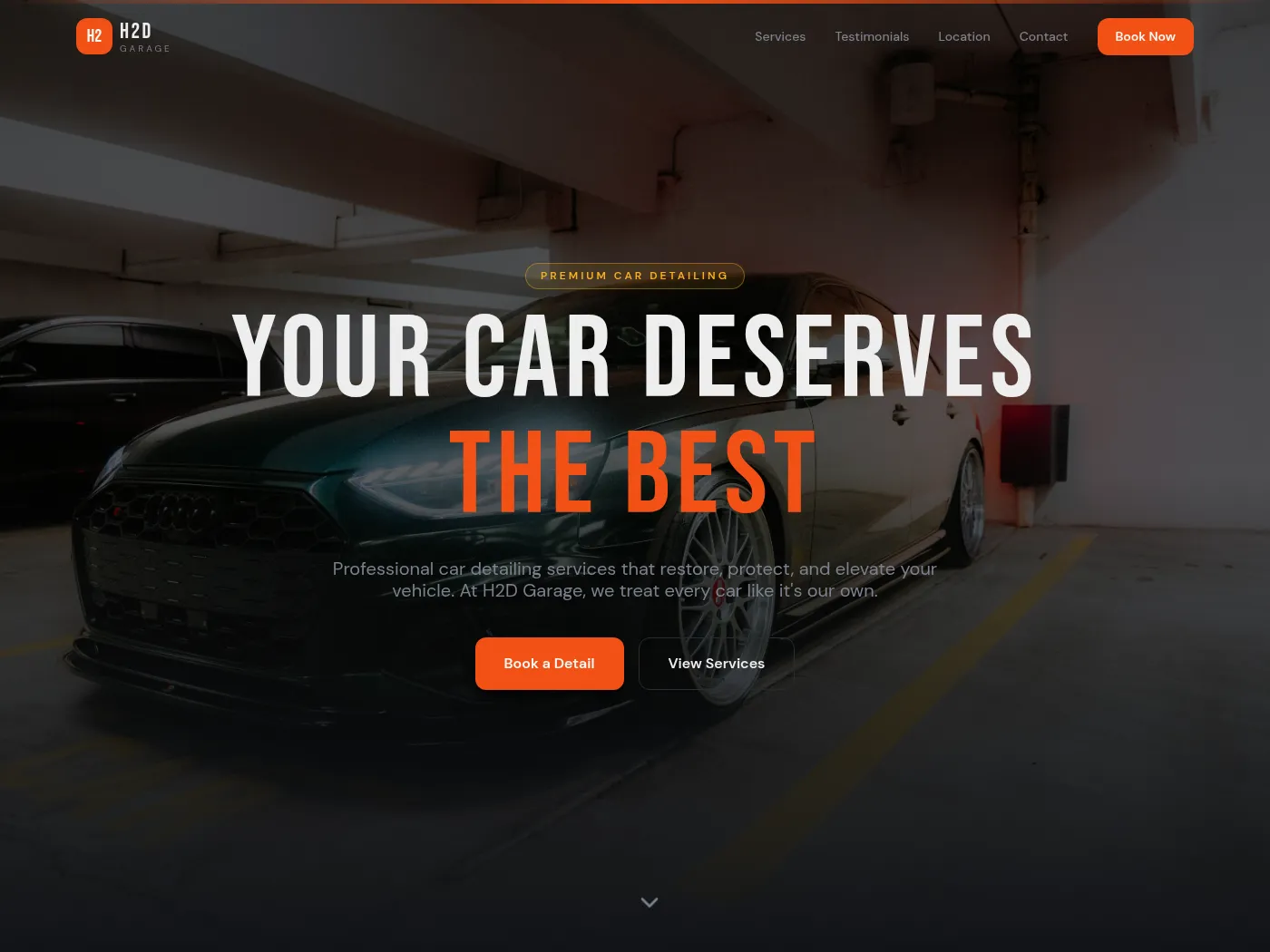 H2D Garage Landing Page