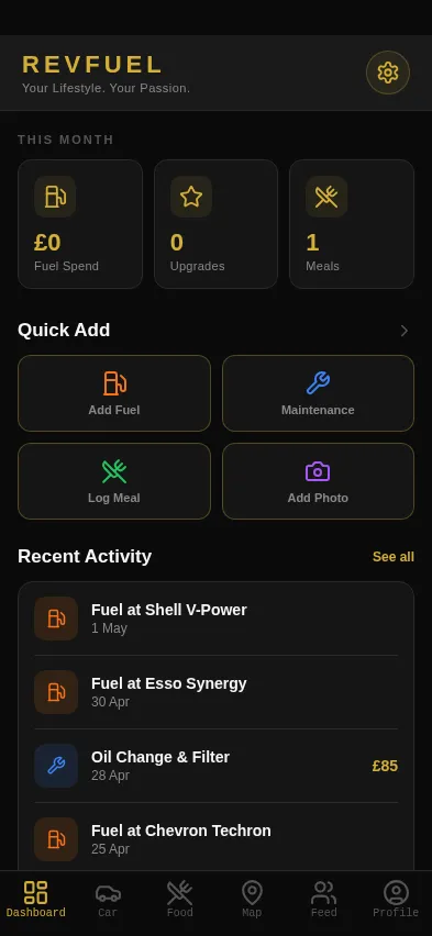 Car & Food Lifestyle Tracker