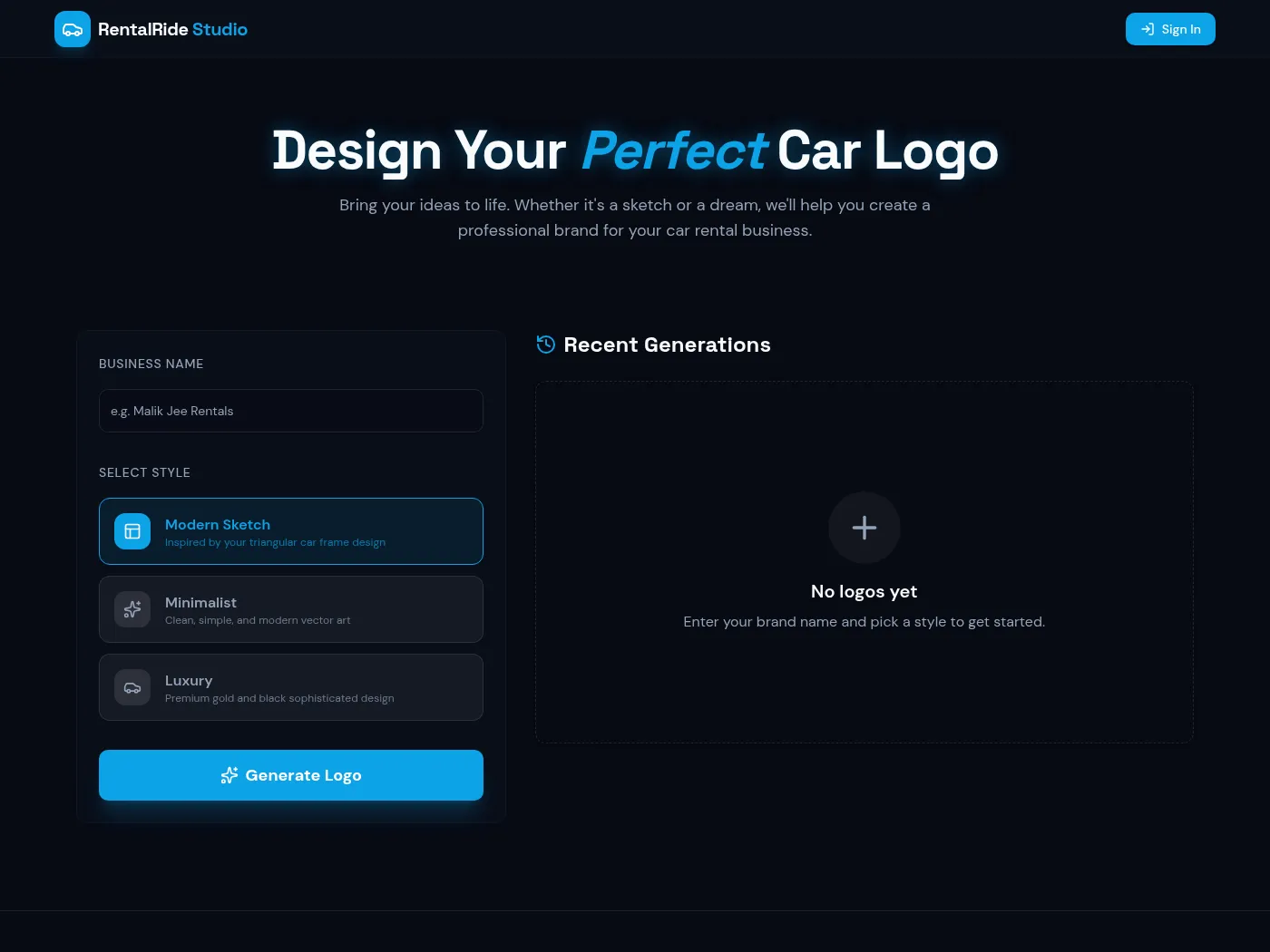 RentalRide Logo Maker