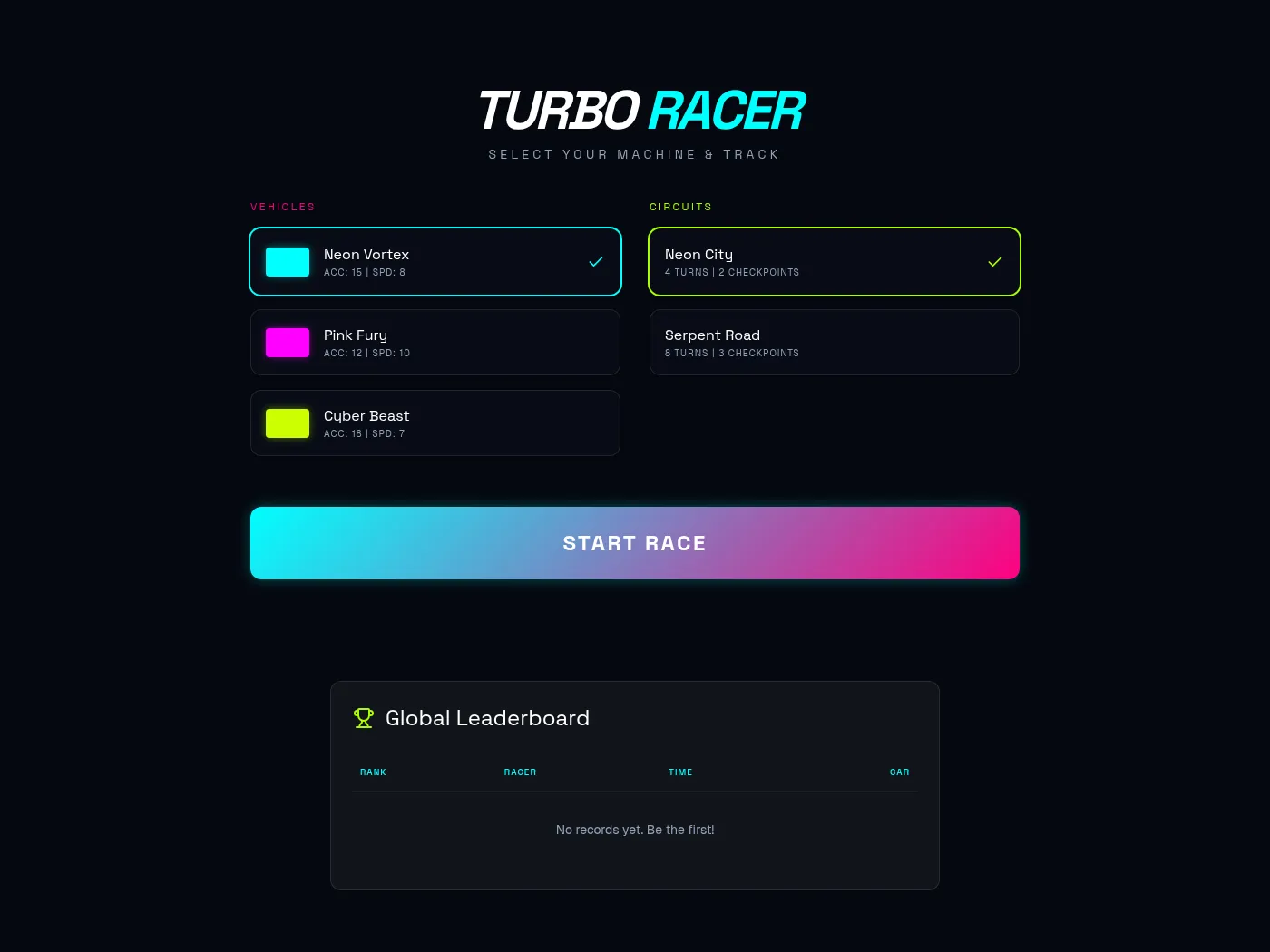 Turbo Racer Game