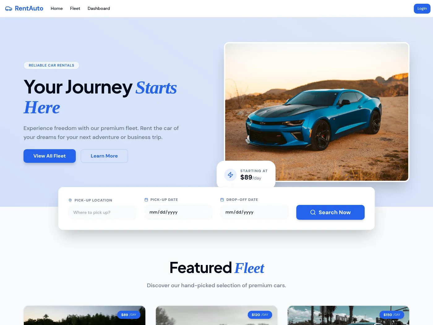 RentAuto WP Mockup