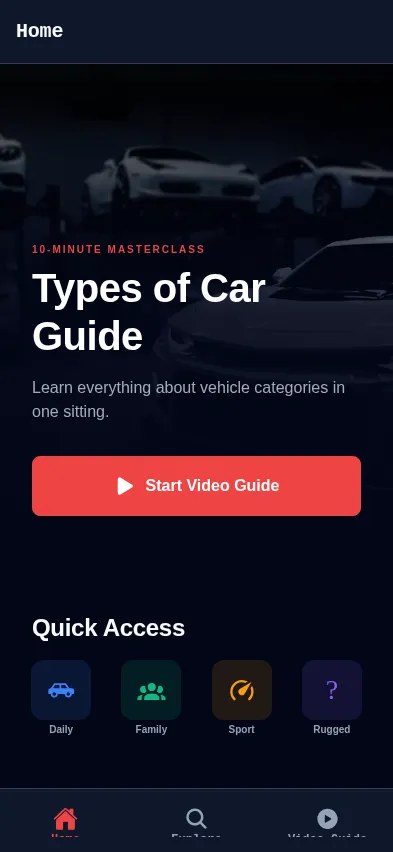Car Types Video Guide