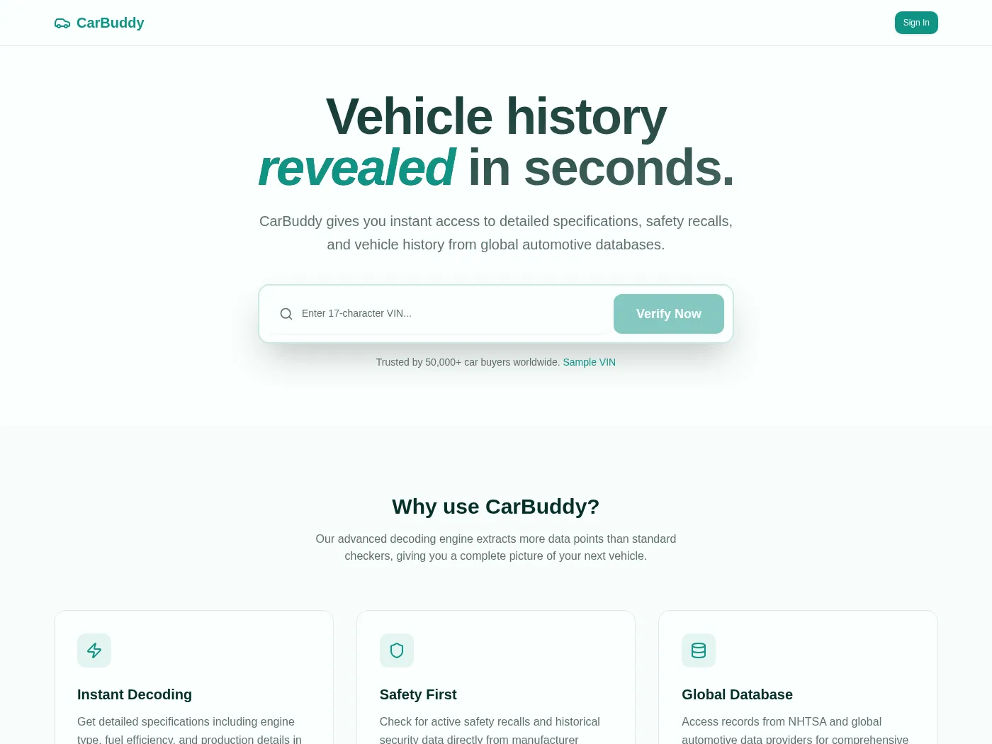 CarBuddy VIN Checker
