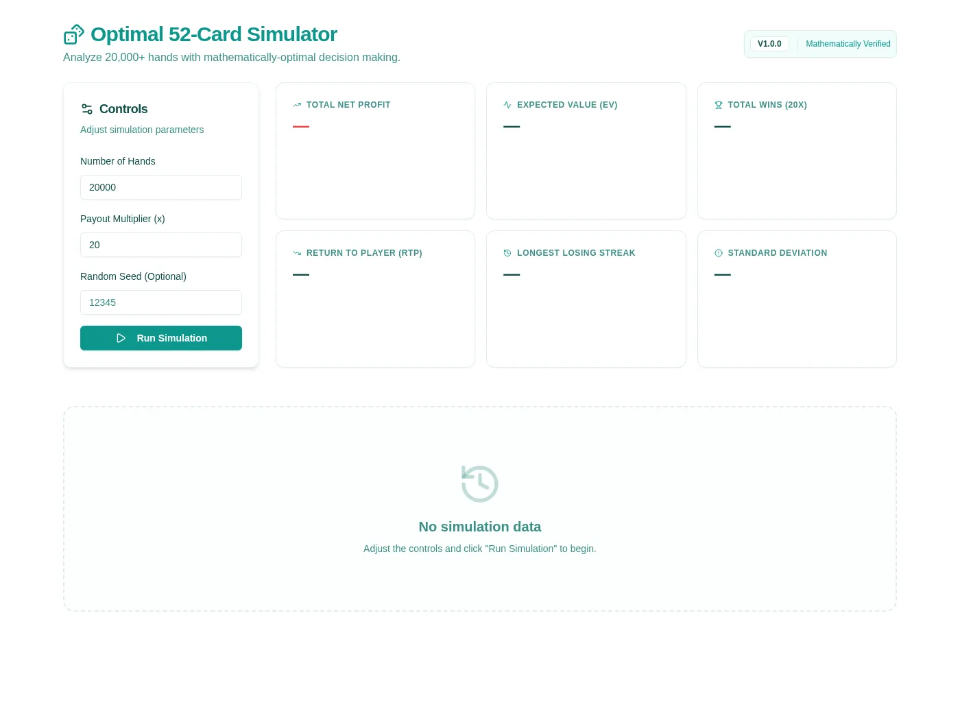 Optimal 52-Card Game Simulator