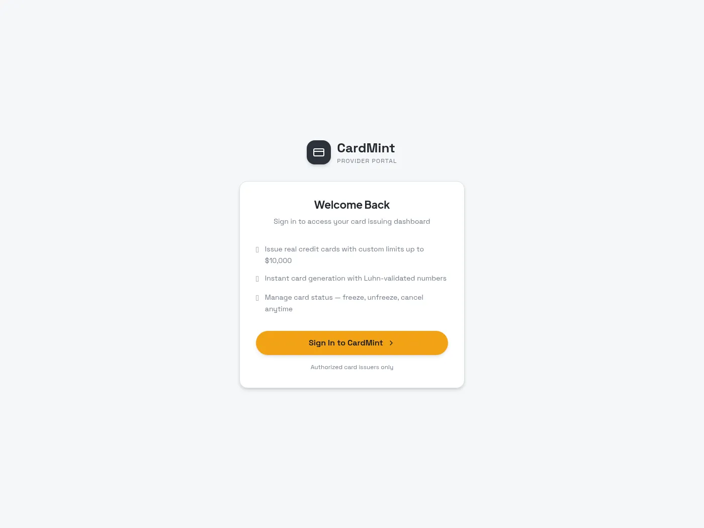 CardMint Provider Portal