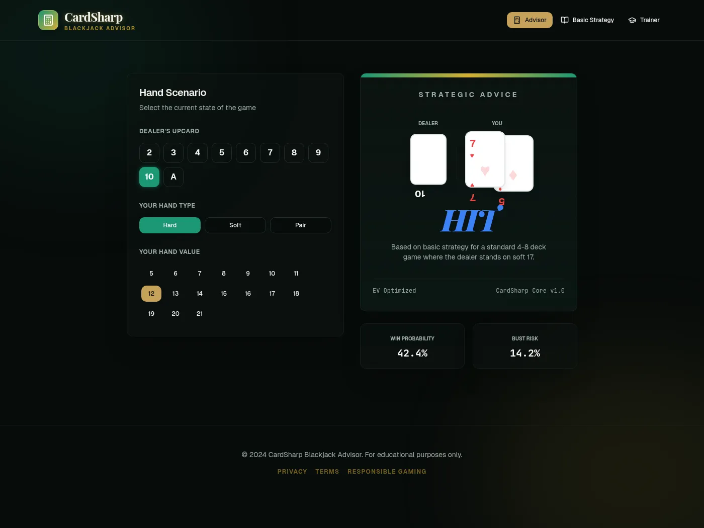 CardSharp Blackjack Advisor