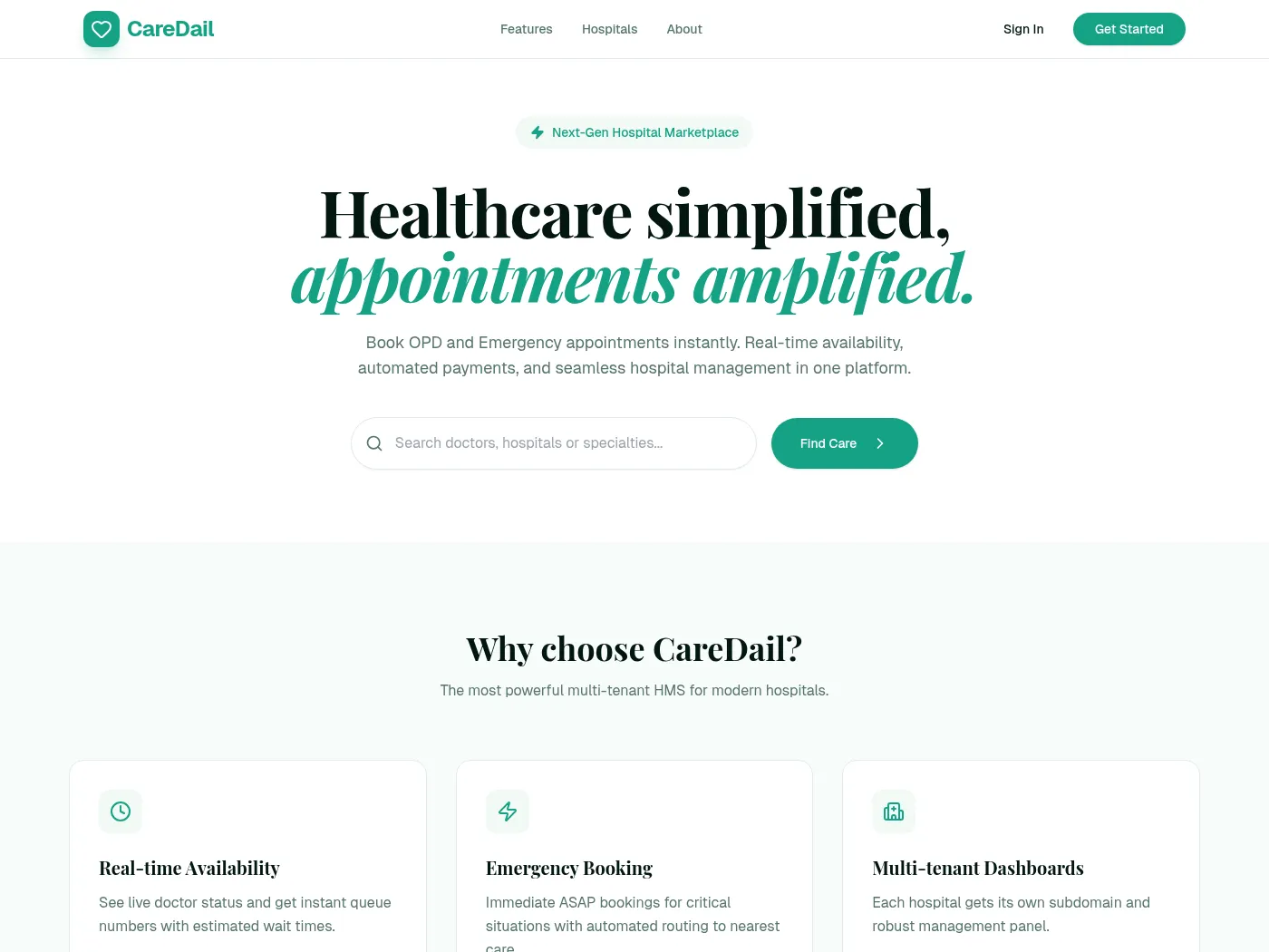 CareDail Hospital Marketplace