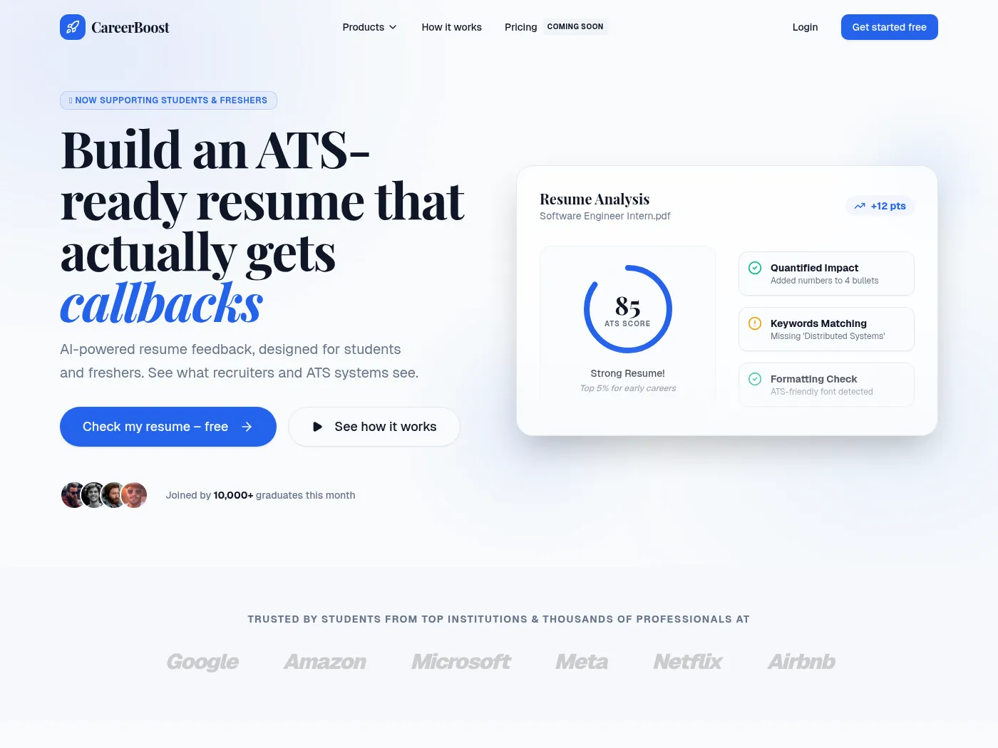 CareerBoost Landing Site