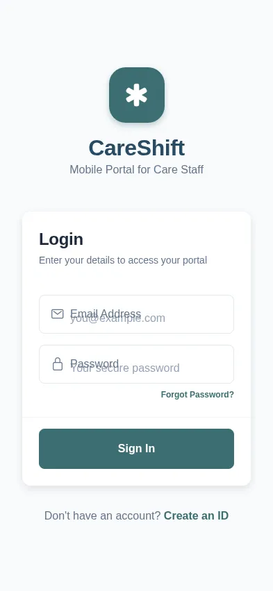 CareShift Mobile Portal