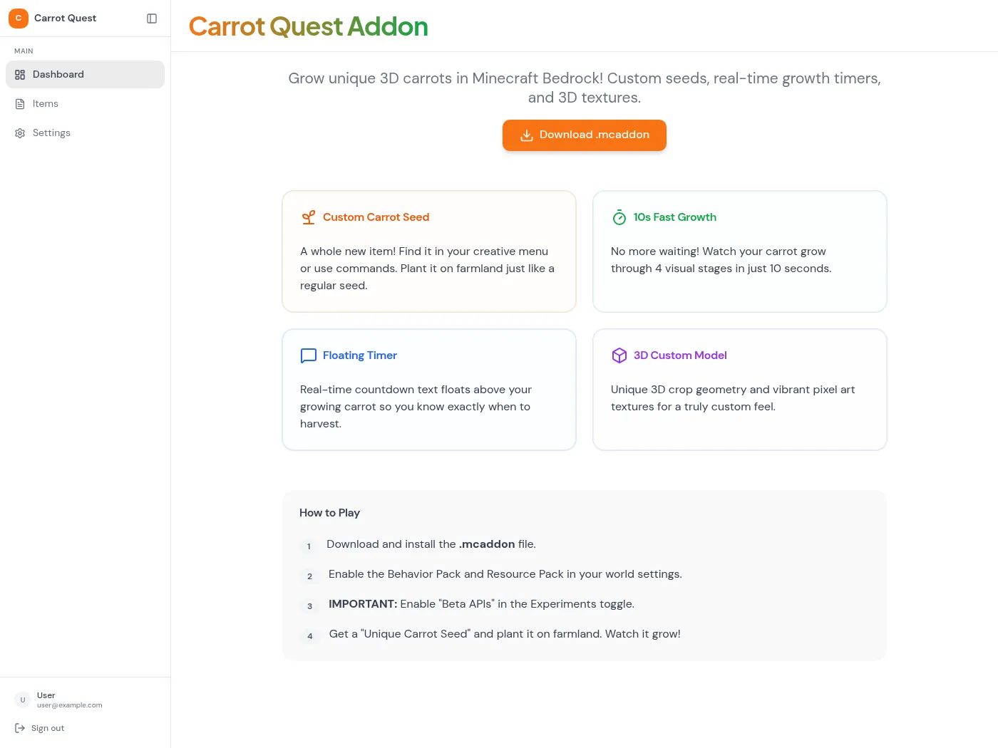 Carrot Quest Addon
