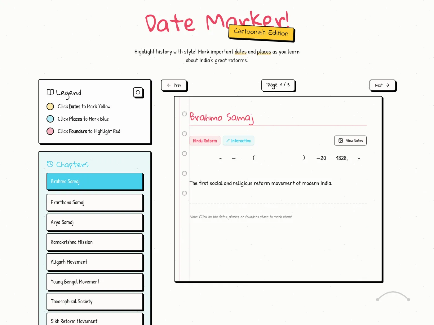 Cartoon Date Marker