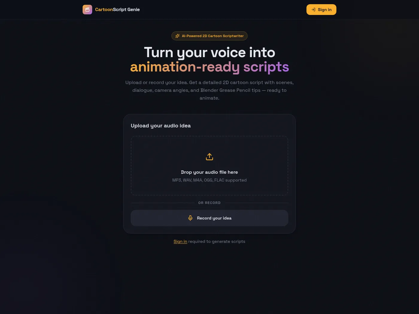 CartoonScript Genie