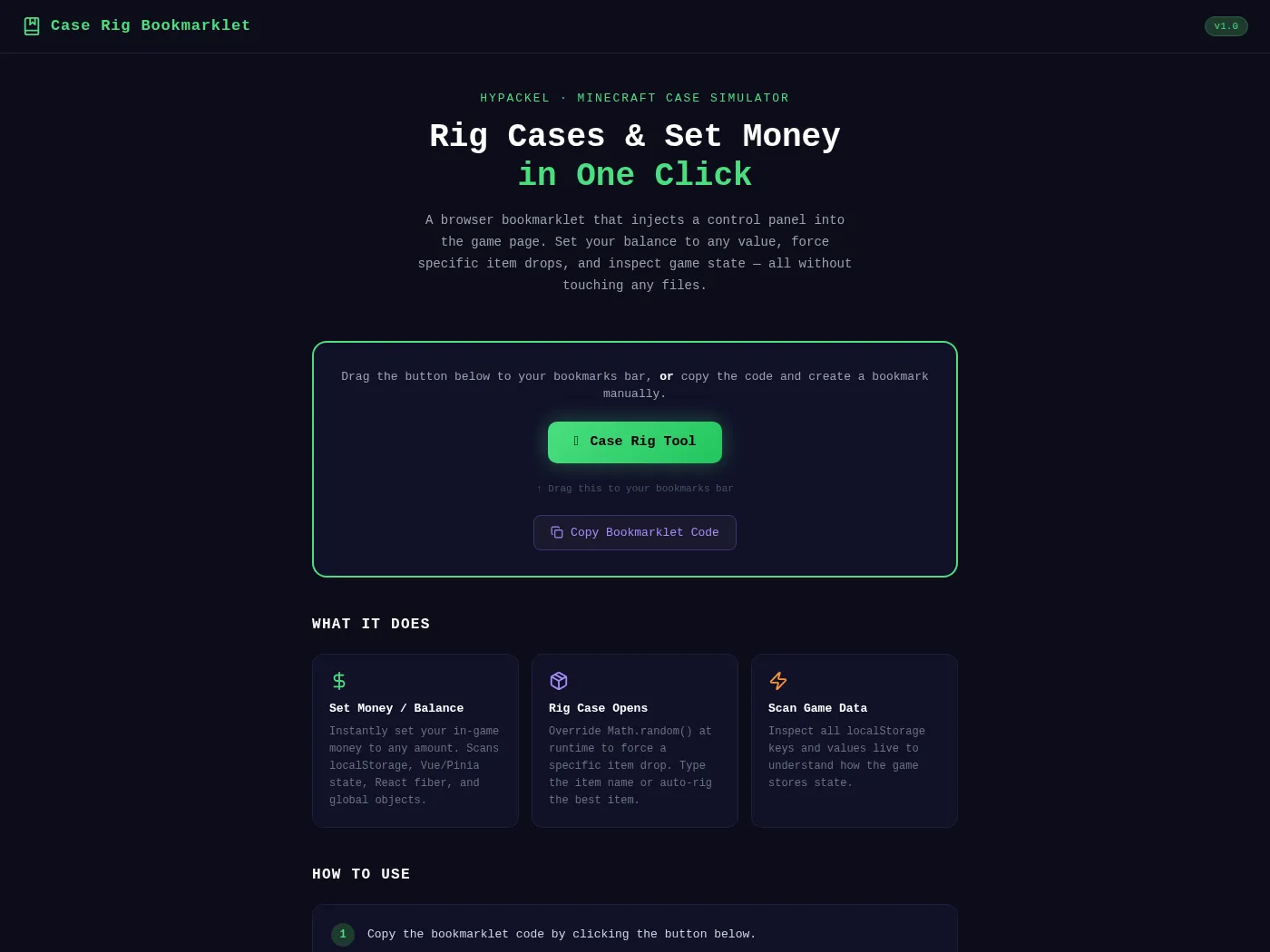 Game Case Rig Bookmarklet