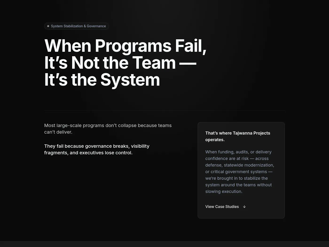 System Results Landing Page