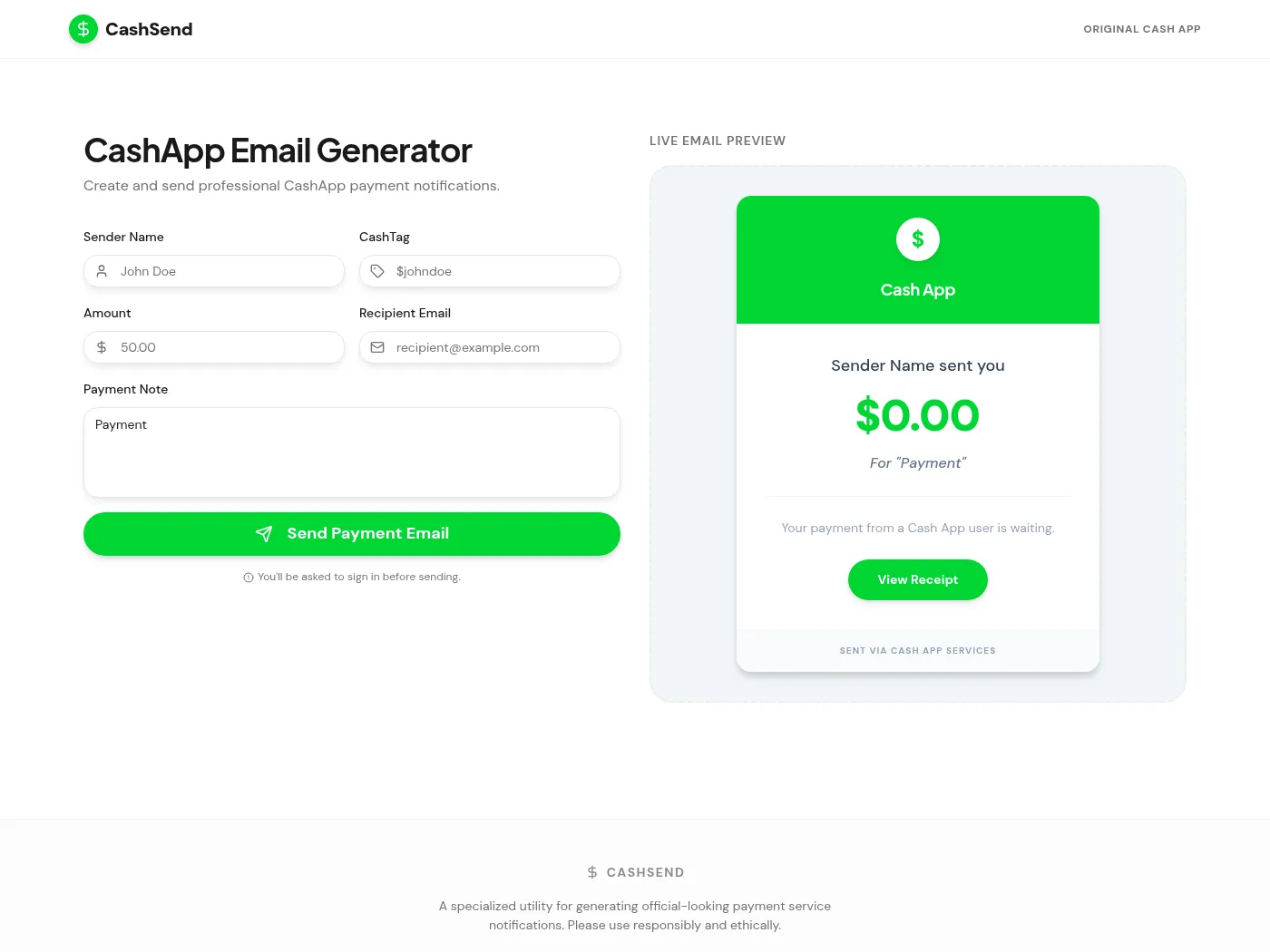 CashApp Payment Email