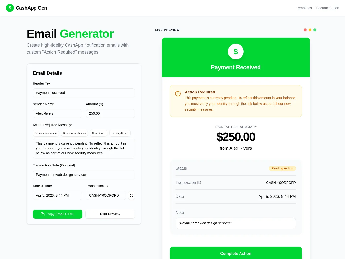 CashApp Email Generator
