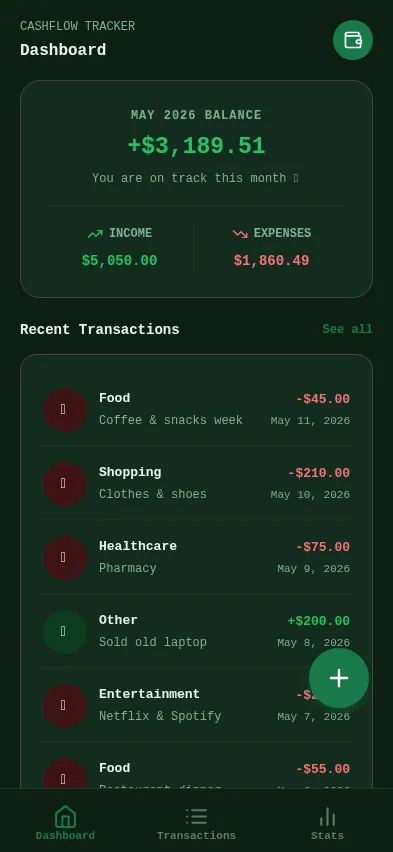 CashFlow Tracker App