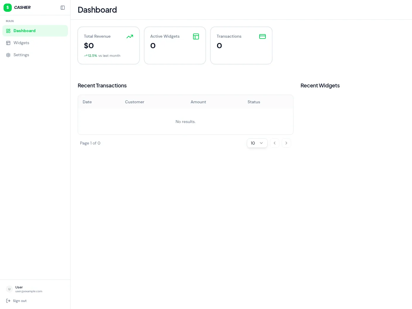 Cashier Widget Payments