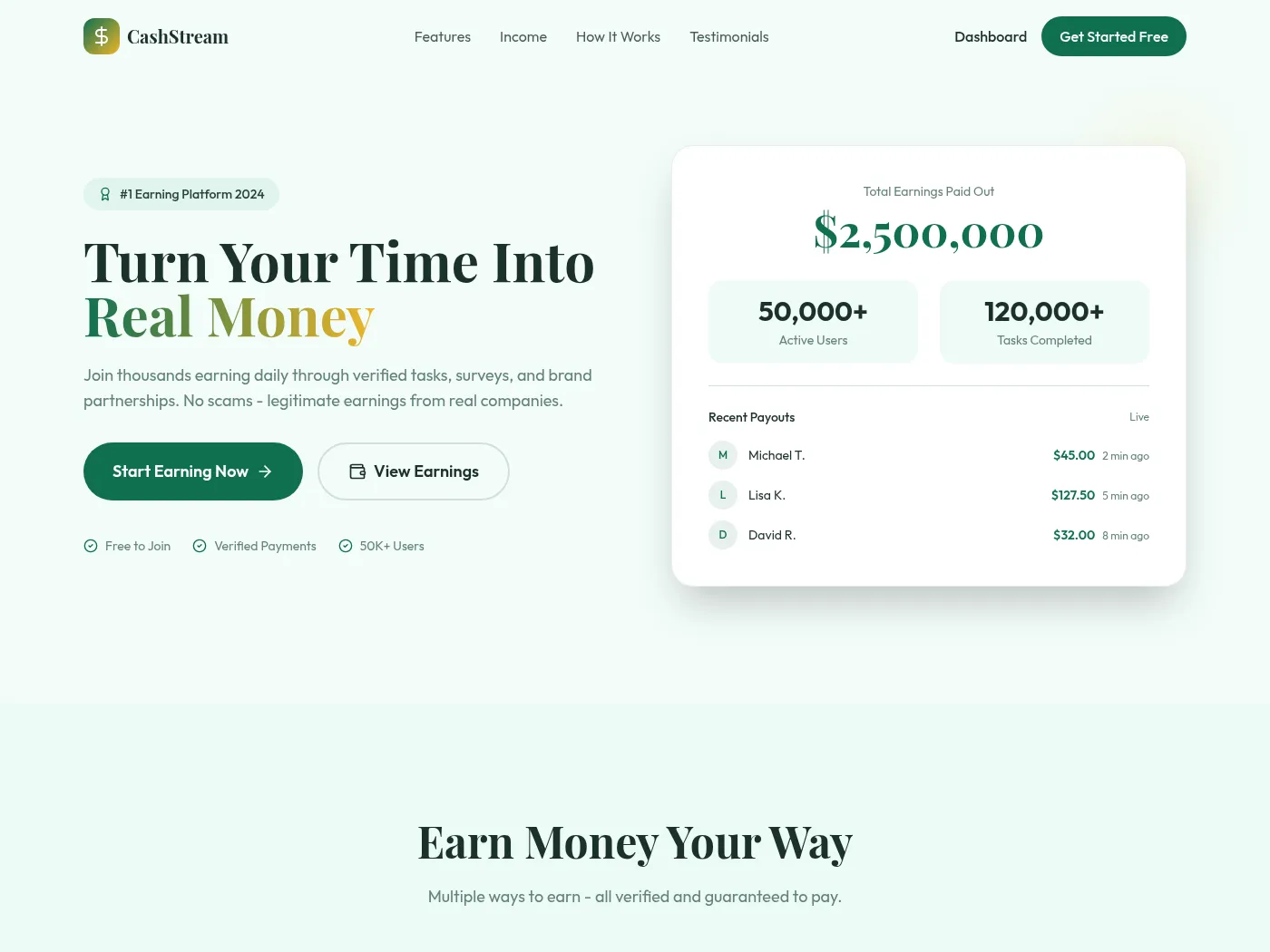 CashStream Website