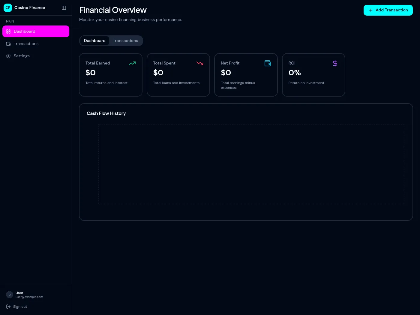 Casino Finance Tracker