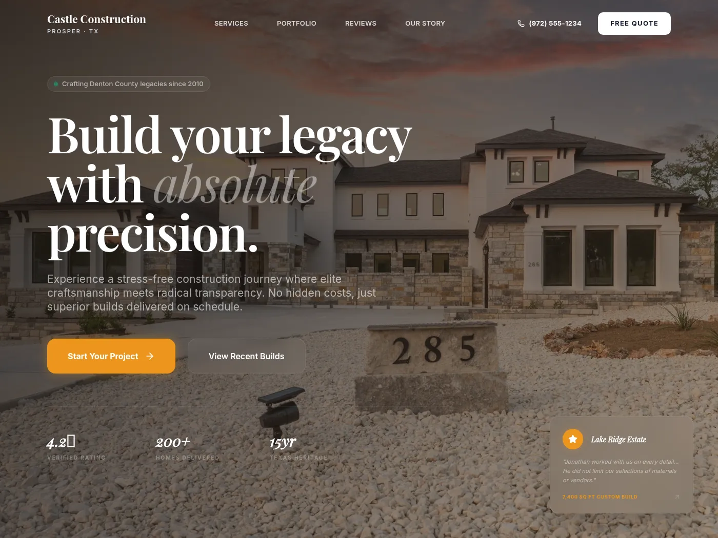 Castle Construction Web Lead Site