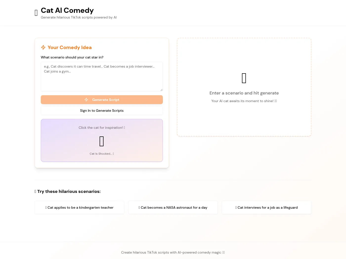 Cat AI Comedy Script