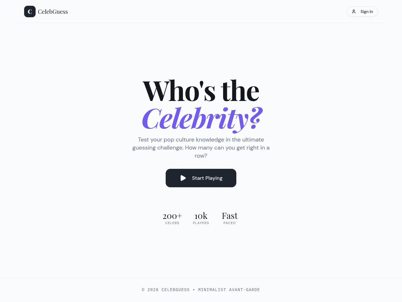 Celebrity Guess Game