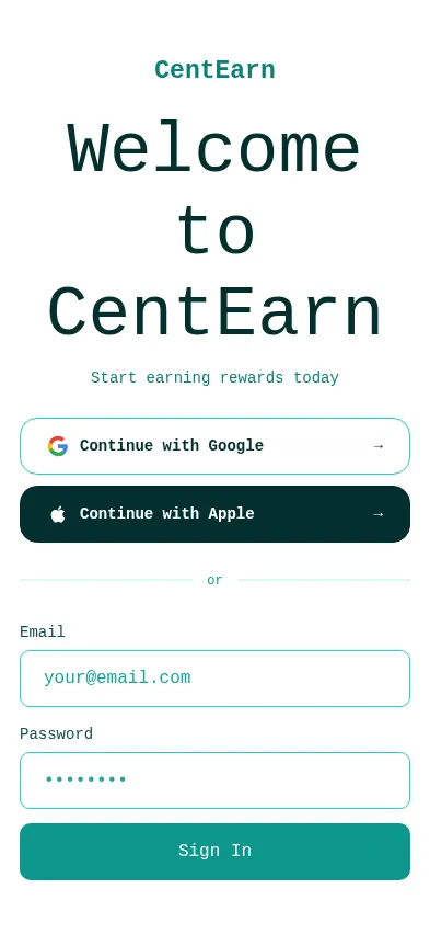 CentEarn Rewards Web App