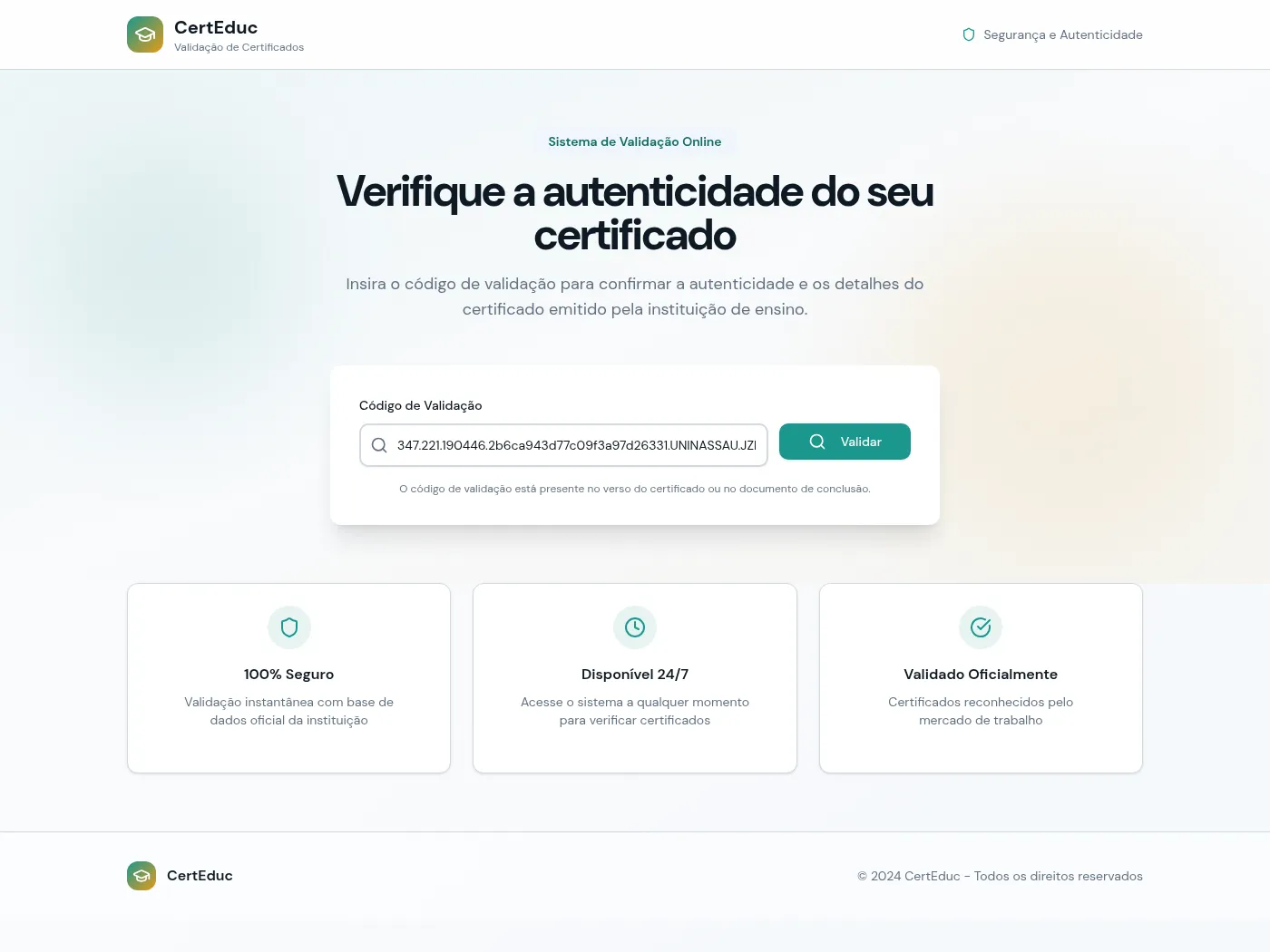 CertEduc Validation Clone