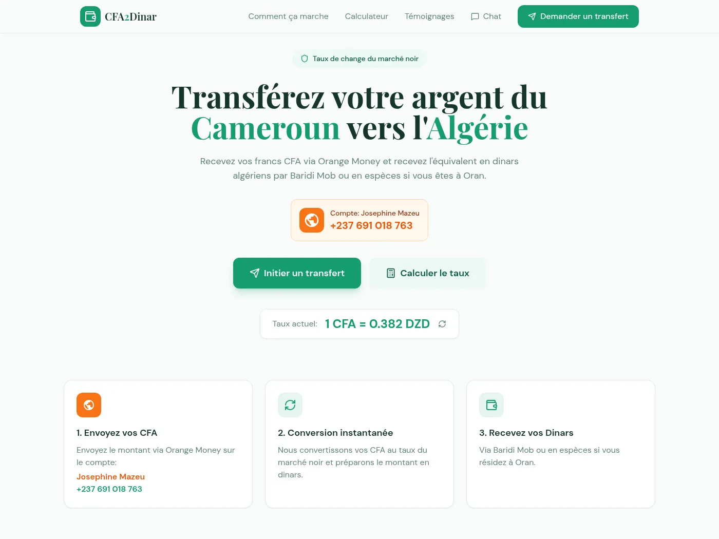 CFA2Dinar Money Transfer