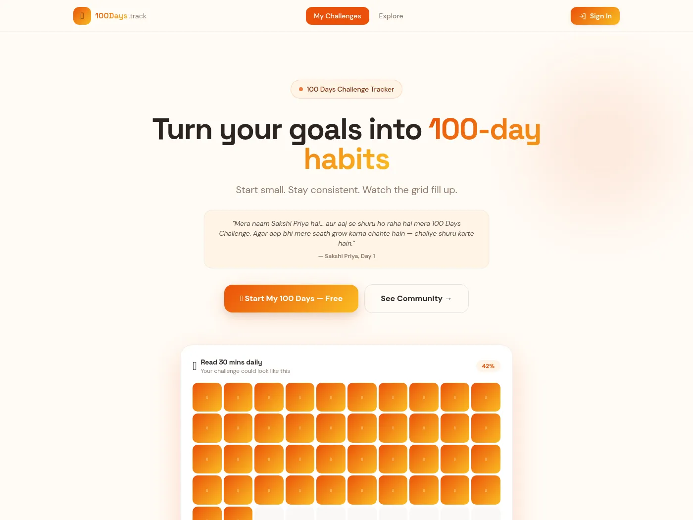 100 Days Challenge Tracker