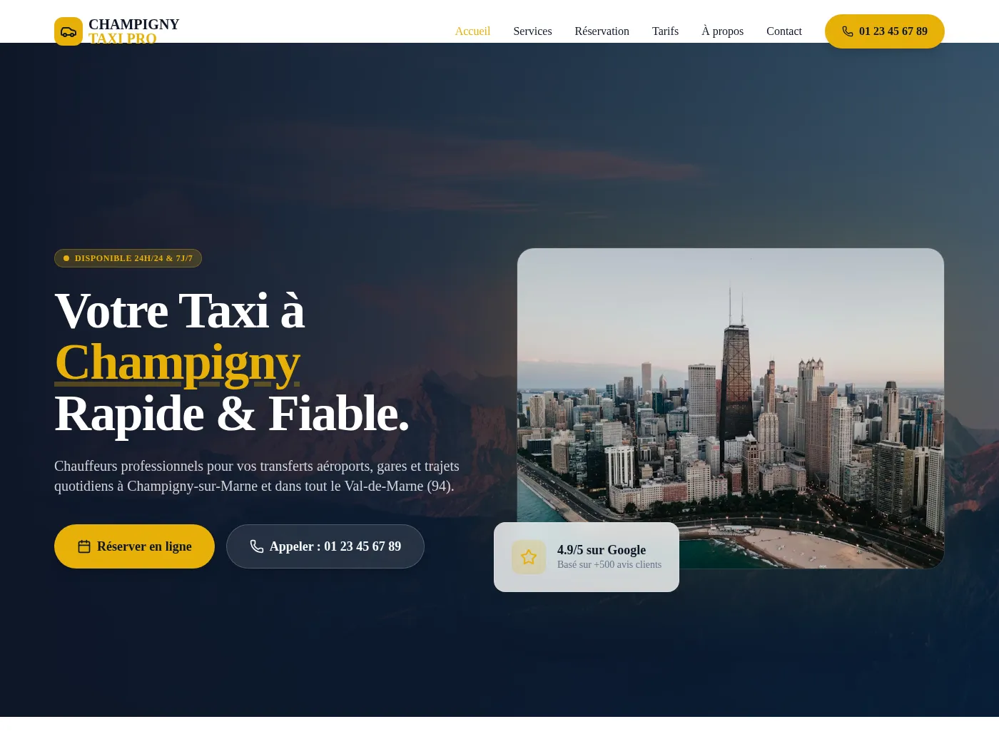 Champigny Taxi Pro Site