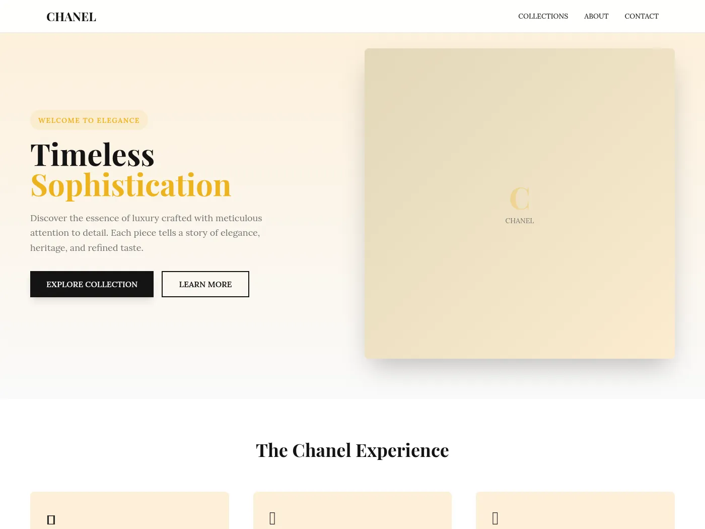 Chanel Welcome Page