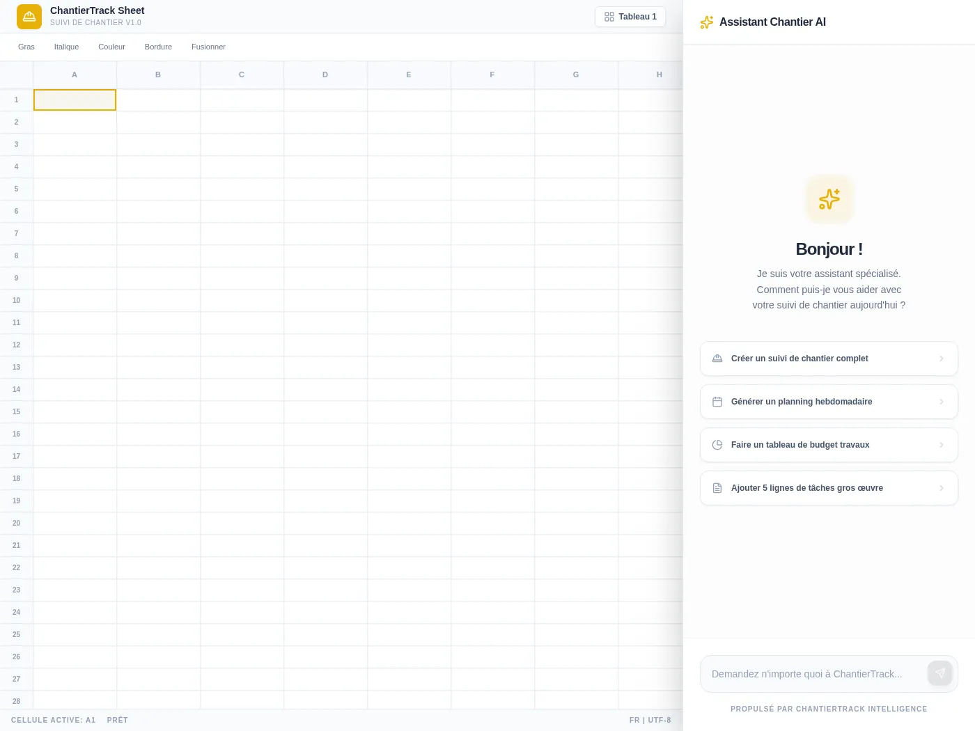 ChantierTrack Sheet