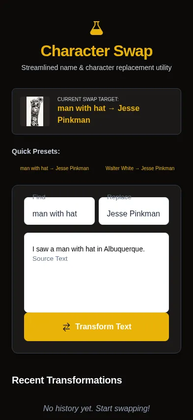 Character Swap Utility