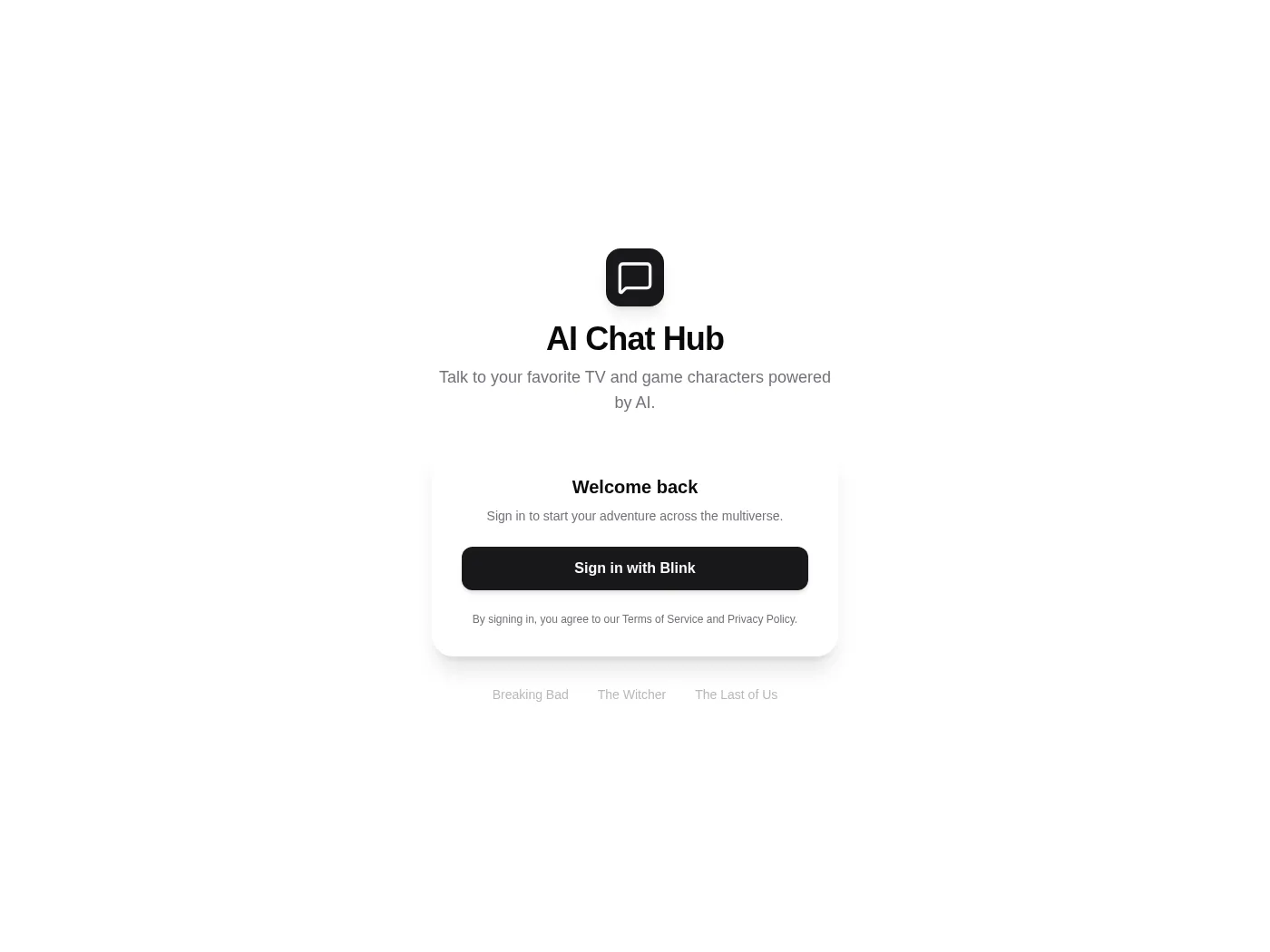 Fictional AI Chat Hub